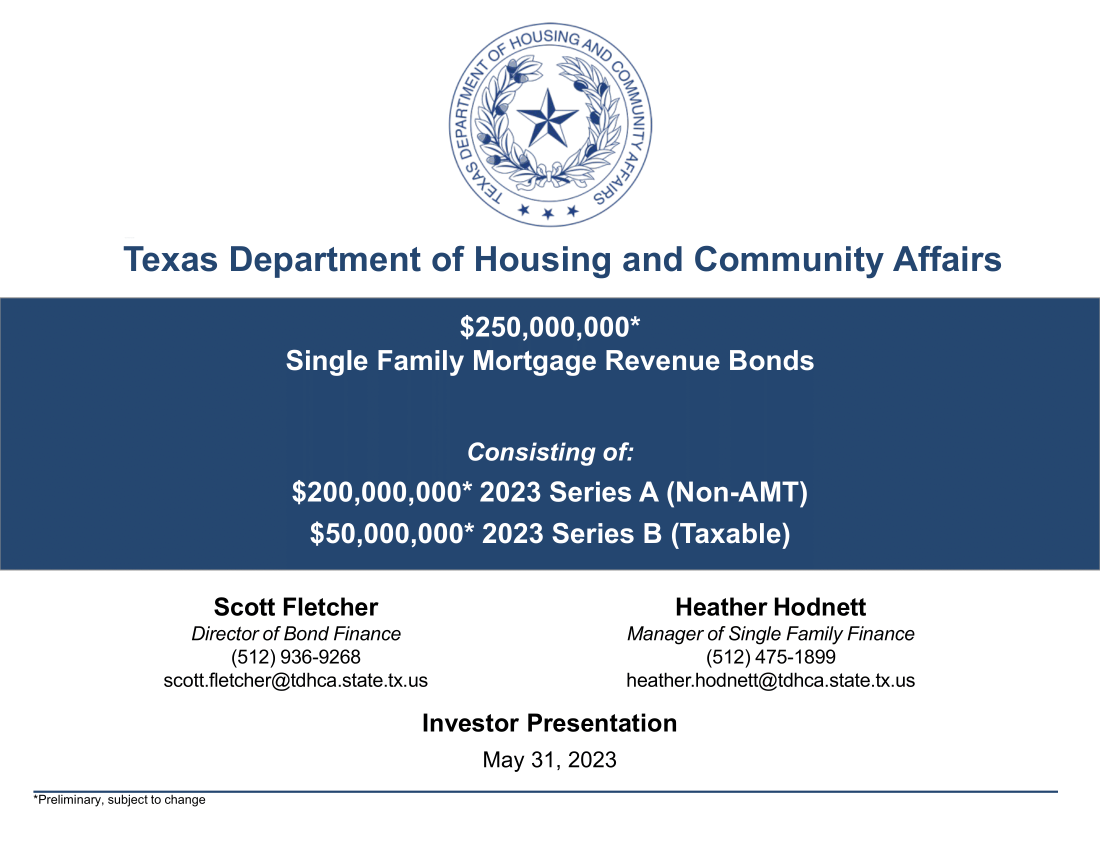 Offerings, Ratings, Roadshows | TDHCA | BondLink